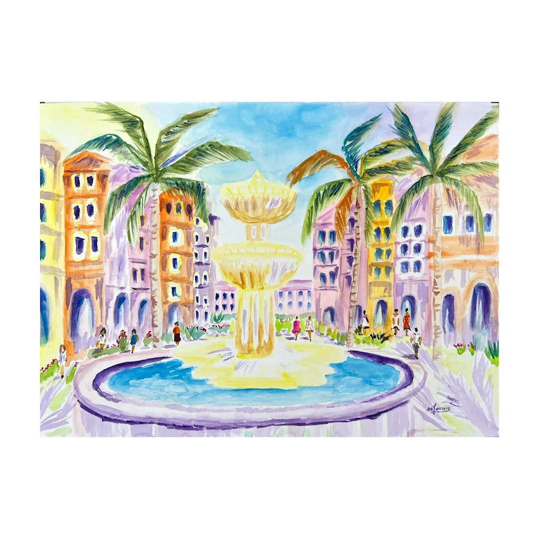 Naples Florida Watercolor Art Print: Bayfront Coastal景觀 - Etsy