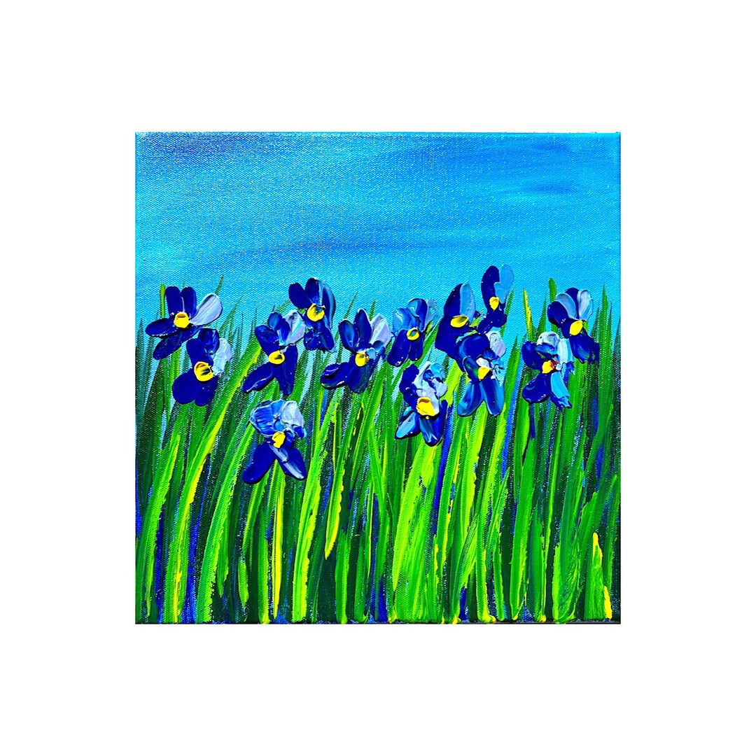 Blue Iris Floral Abstract Painting Iris Flower Art Print Iris Field ...