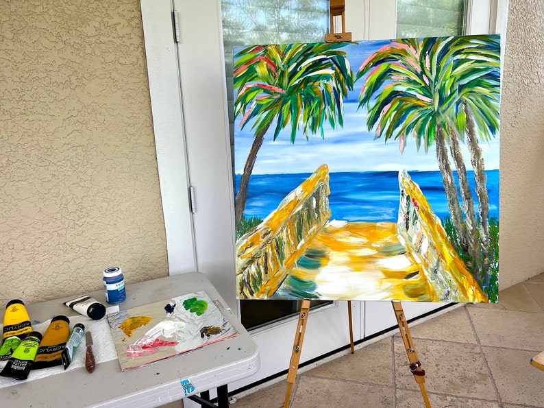 Florida Beach Wall Art: Large Original Painting & Print on Canvas ...