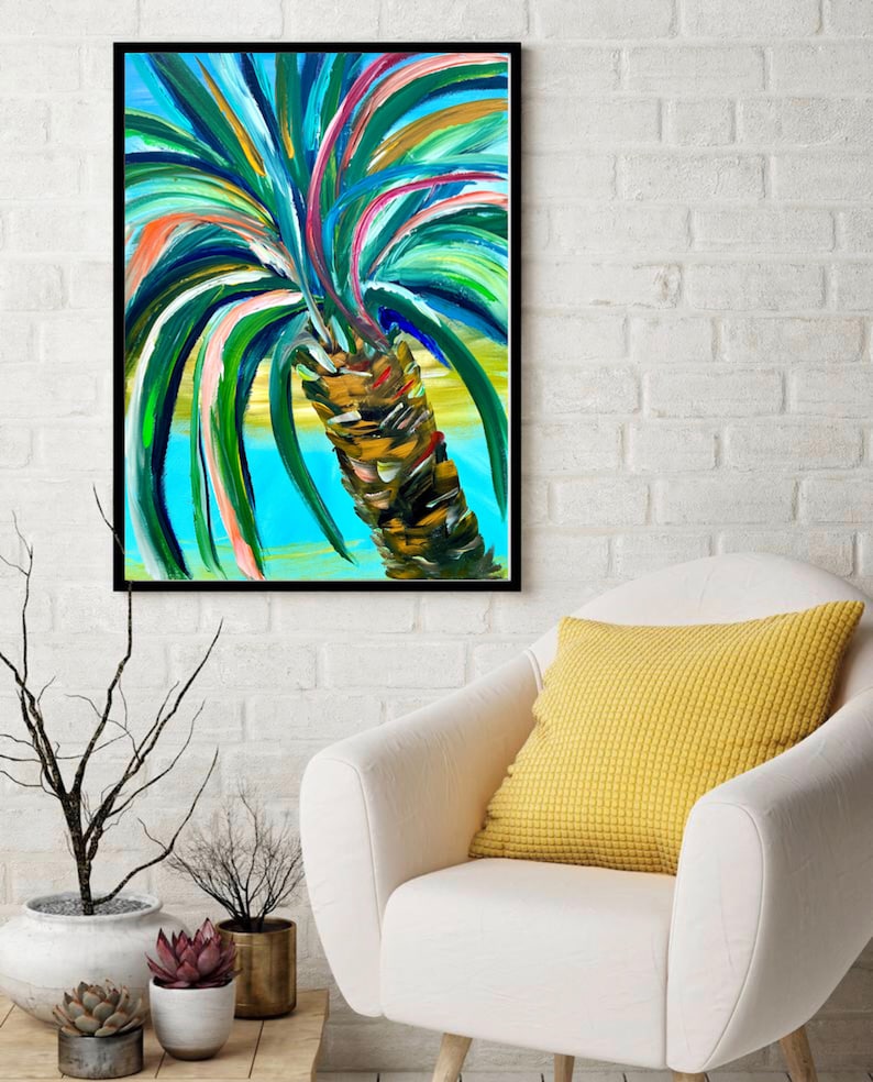 Palm Tree Painting Tropical Art Abstract Palm Tree Wall Art - Etsy