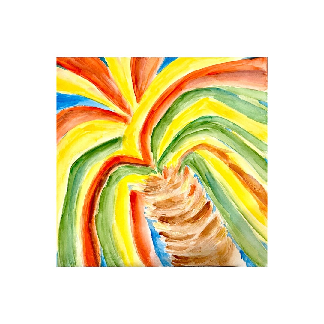 Beach Art Colorful Palm Tree Art Tropical Original Painting Watercolor ...