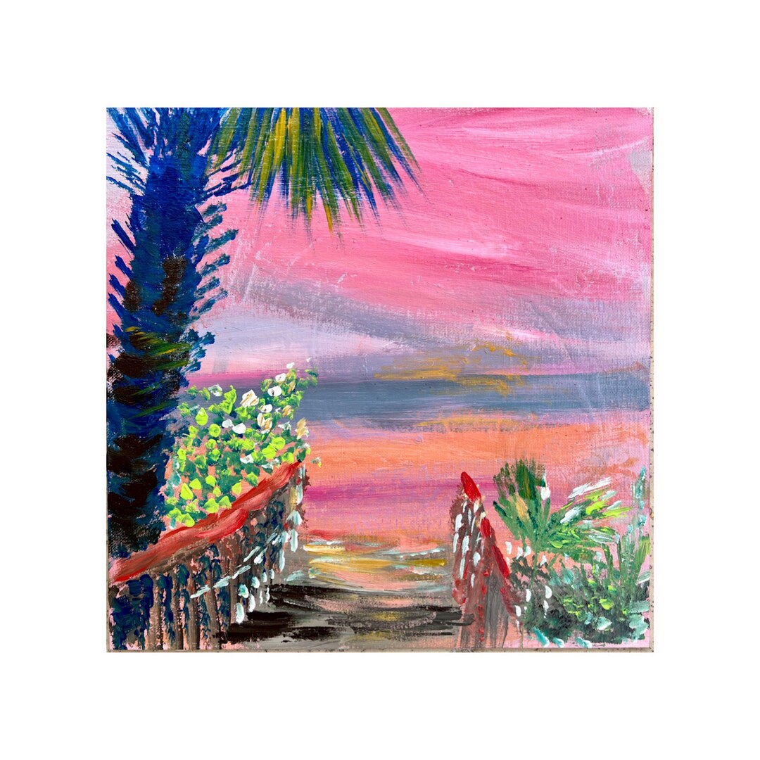 Sunset Beach Path Art Florida Painting on Canvas Coastal Wall - Etsy