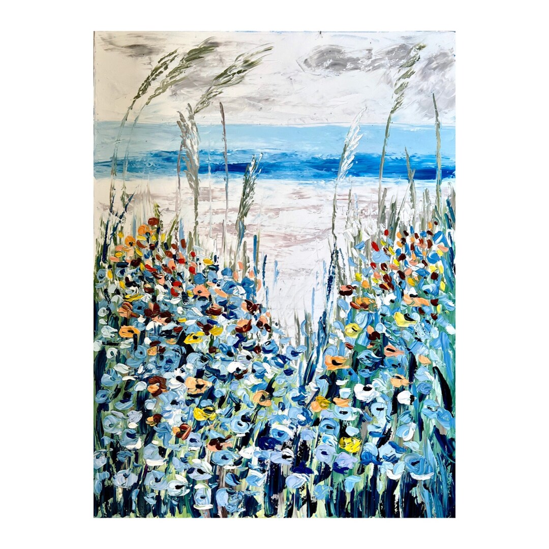 Beach Path Florida Art Beach Flowers Original Painting; Floral Beach ...