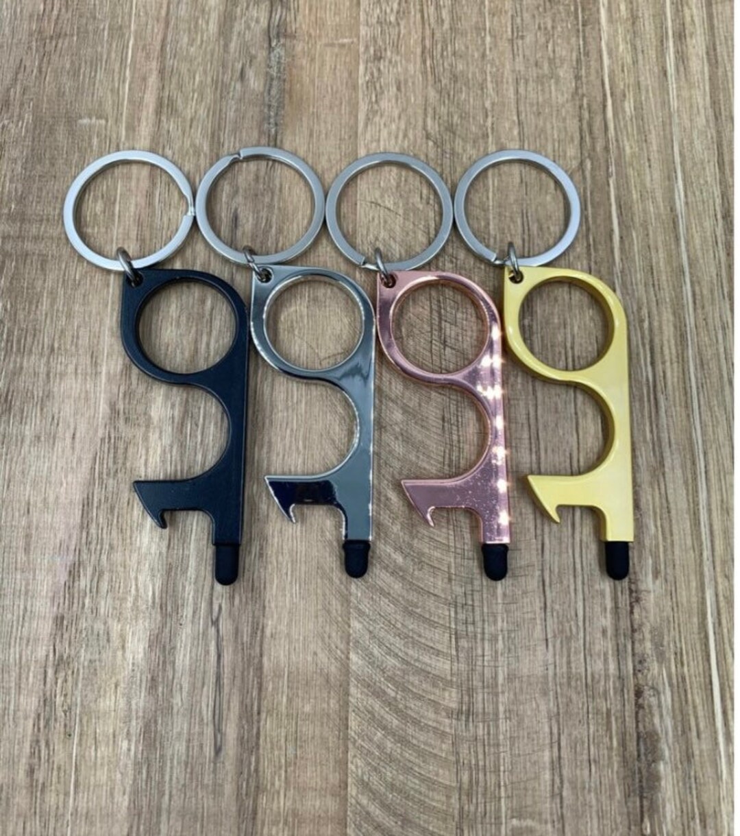 No Touch Key Chain/ Touchless Door Opener/ Bottle Opener Black/ Gold ...