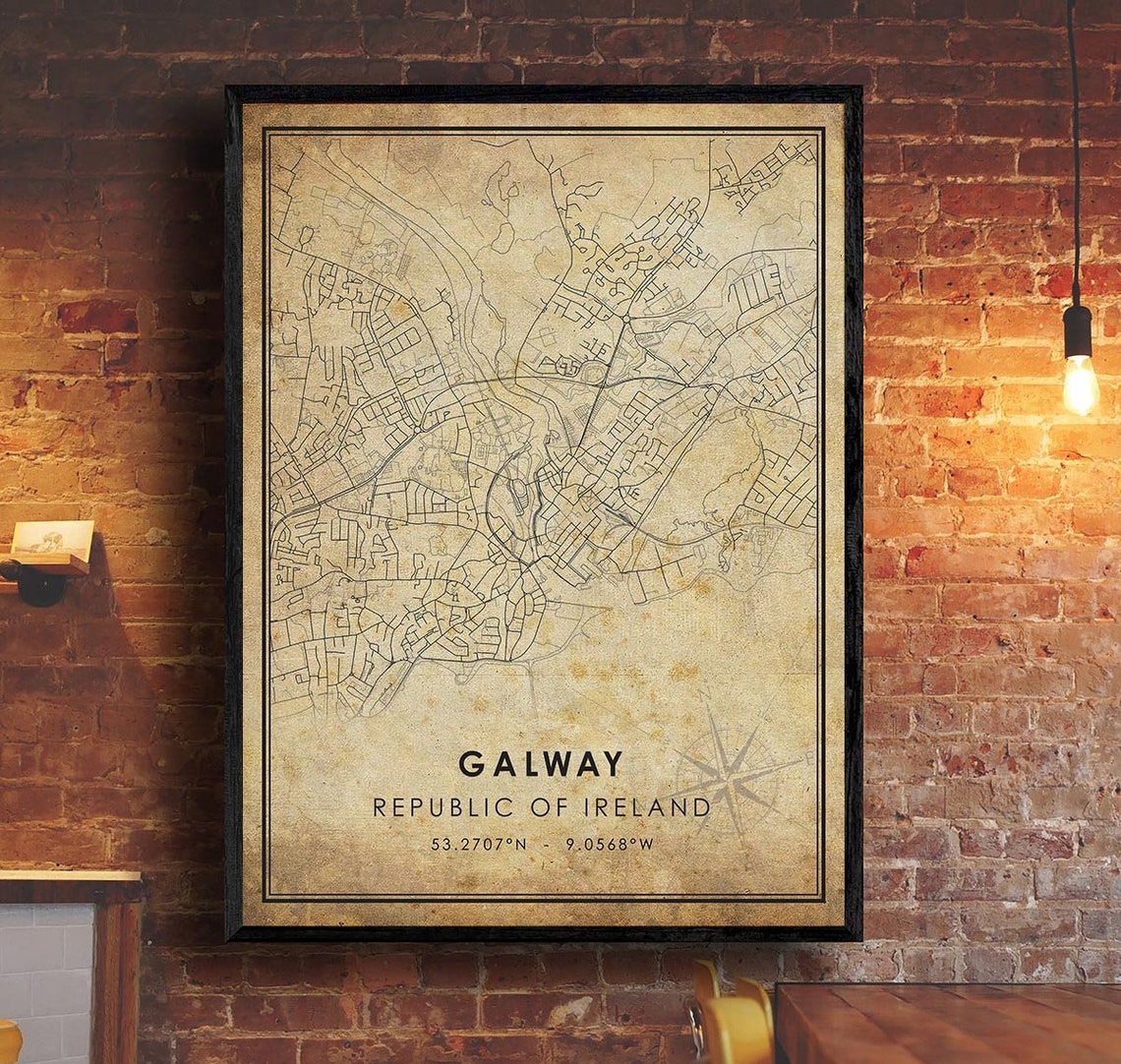 Galway Vintage Map Print | Galway Map | Ireland Map Art | Galway City ...