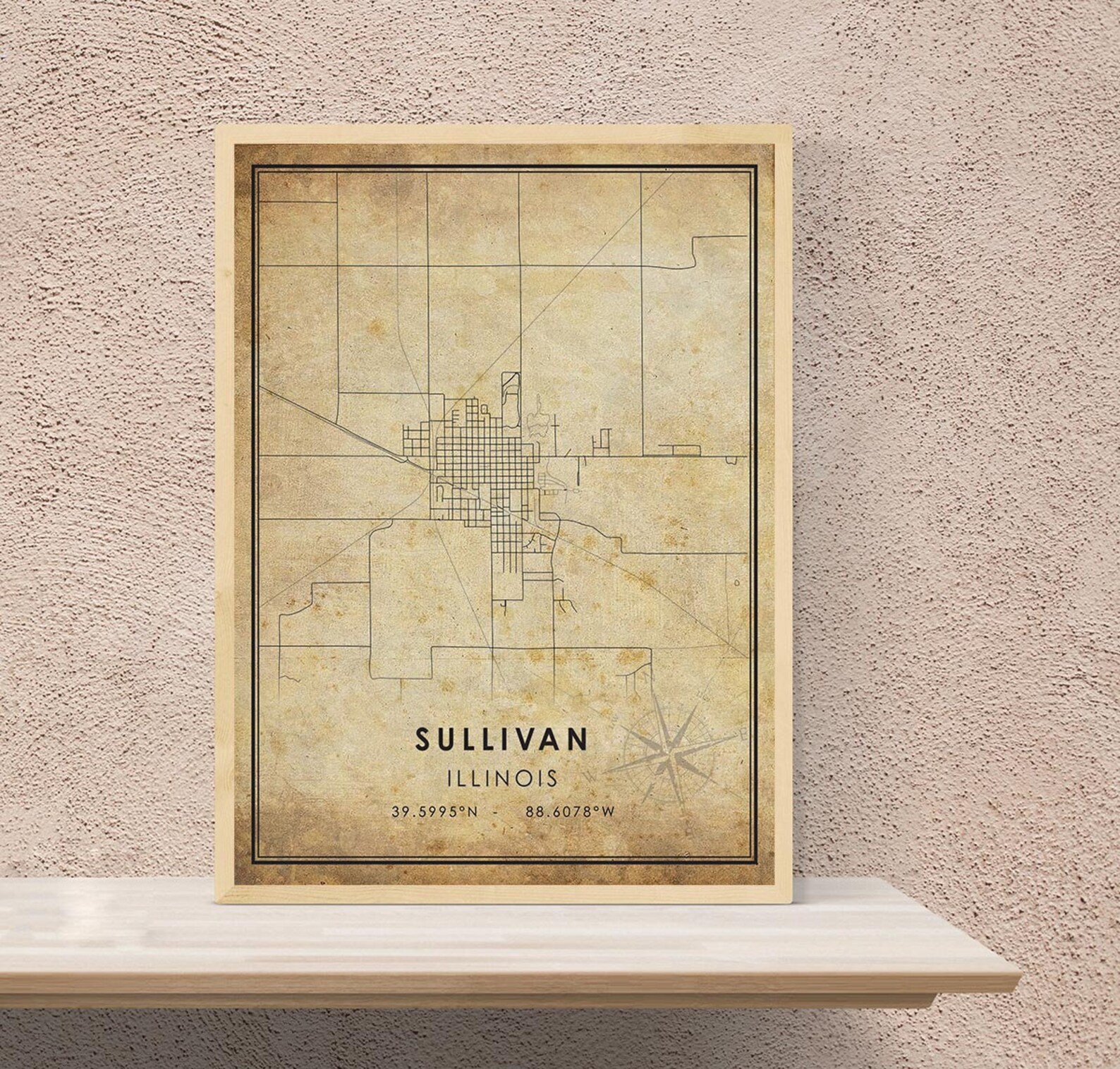 Sullivan Map Print Sullivan Map Illinois Map Art | Etsy