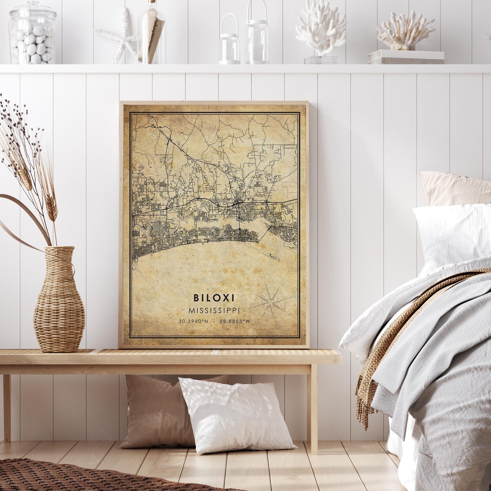 Biloxi Map Print | Biloxi Map | Mississippi Map Art | Biloxi City Road ...