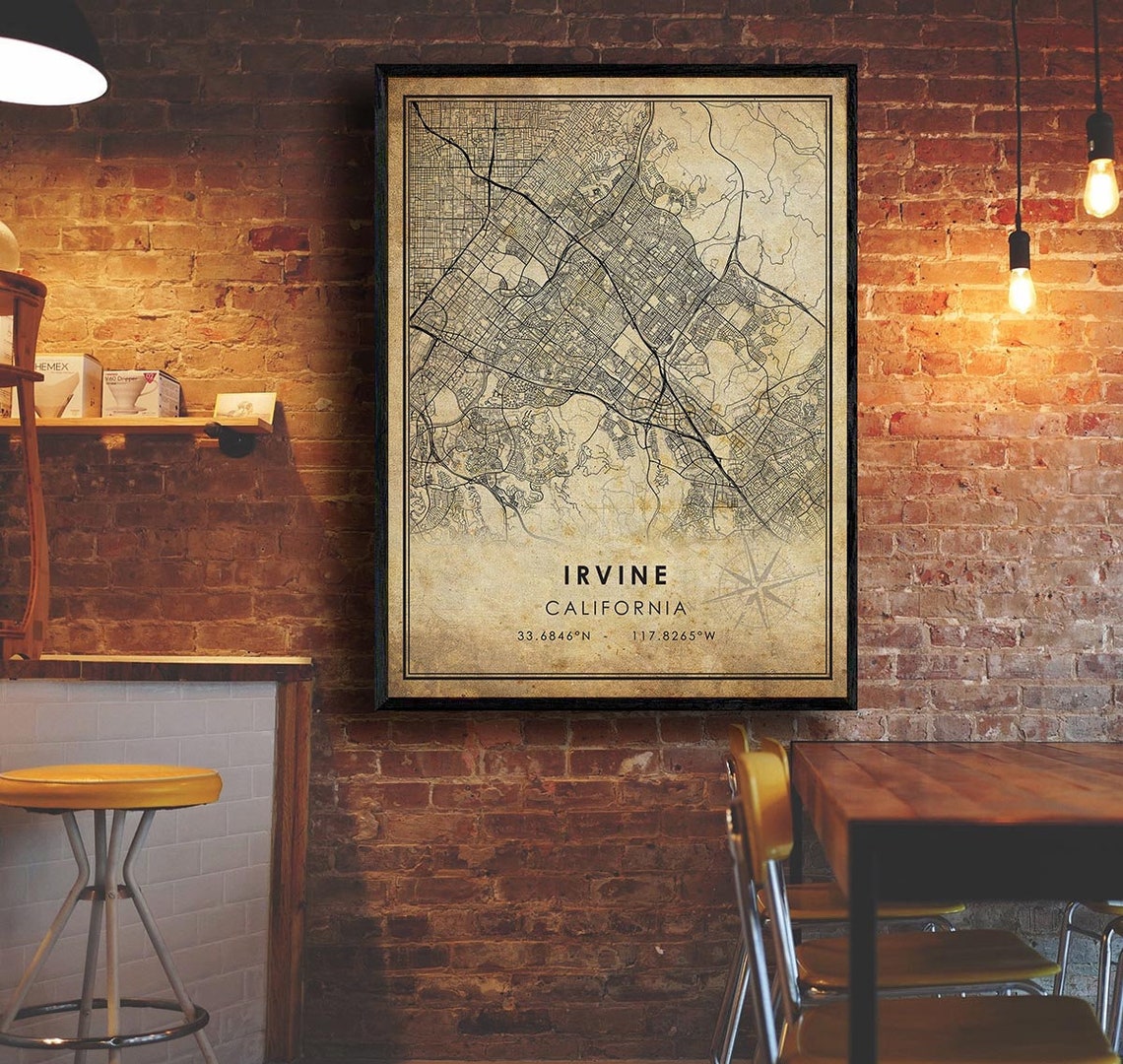 Irvine Vintage Map Print | Irvine Map | California Map Art | Irvine ...