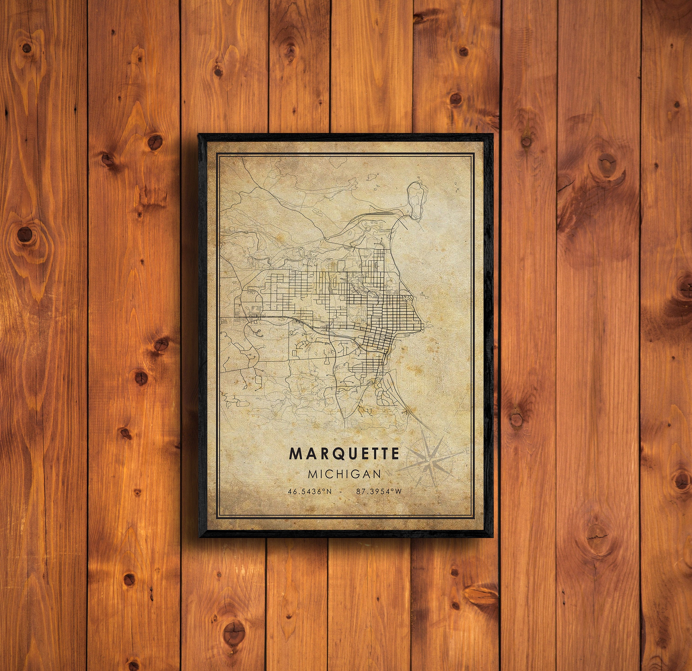 Marquette Vintage Map Print Marquette Map Michigan Map Art | Etsy