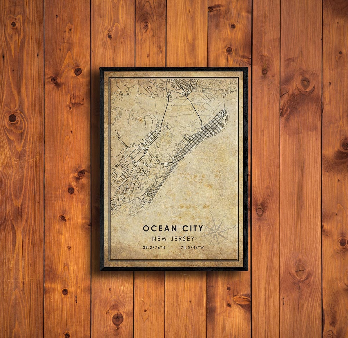 Ocean City Map Print Ocean City Map New Jersey Map Art | Etsy