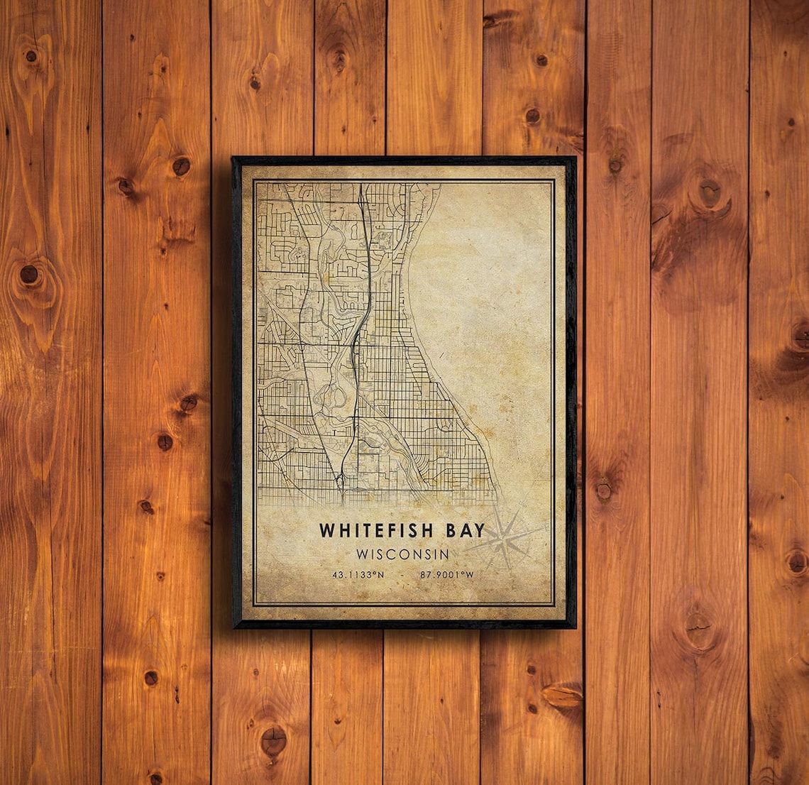 Whitefish Bay Map Print Whitefish Bay Map Wisconsin Map | Etsy