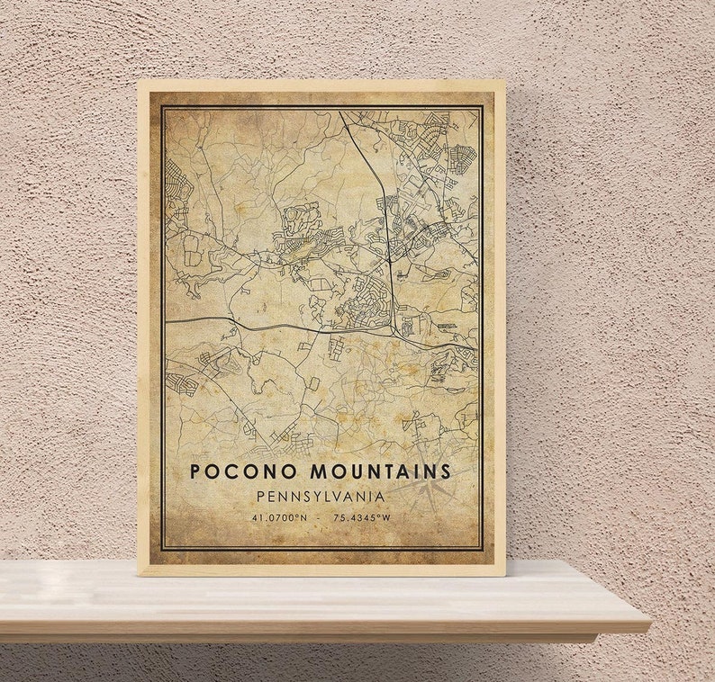 Pocono Mountains Map Print Pocono Mountains Map | Etsy