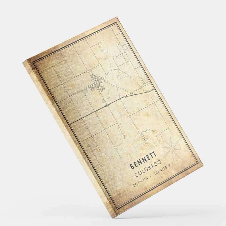 Bennett Vintage Map Print | Bennett Map | Colorado Map Art | Bennett ...