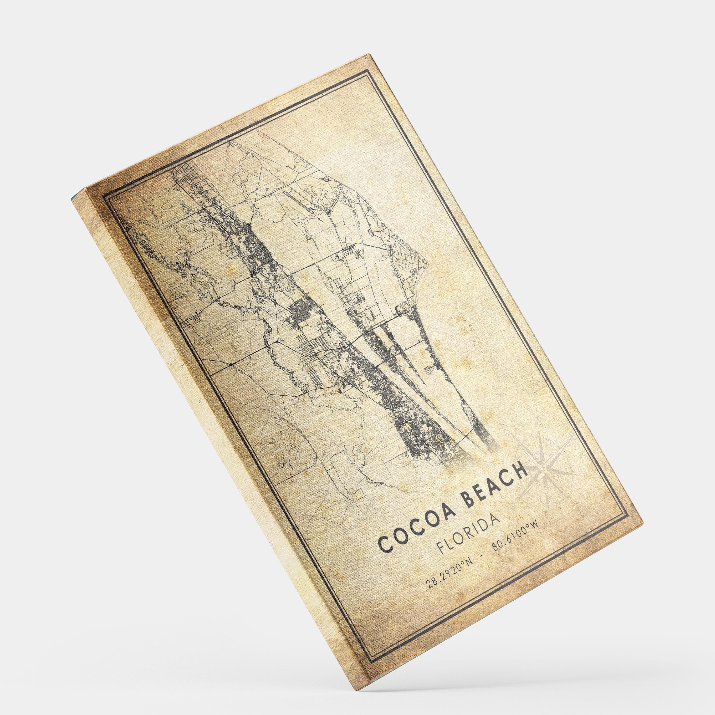 Cocoa Beach Map Print Cocoa Beach Map Florida Map Art - Etsy