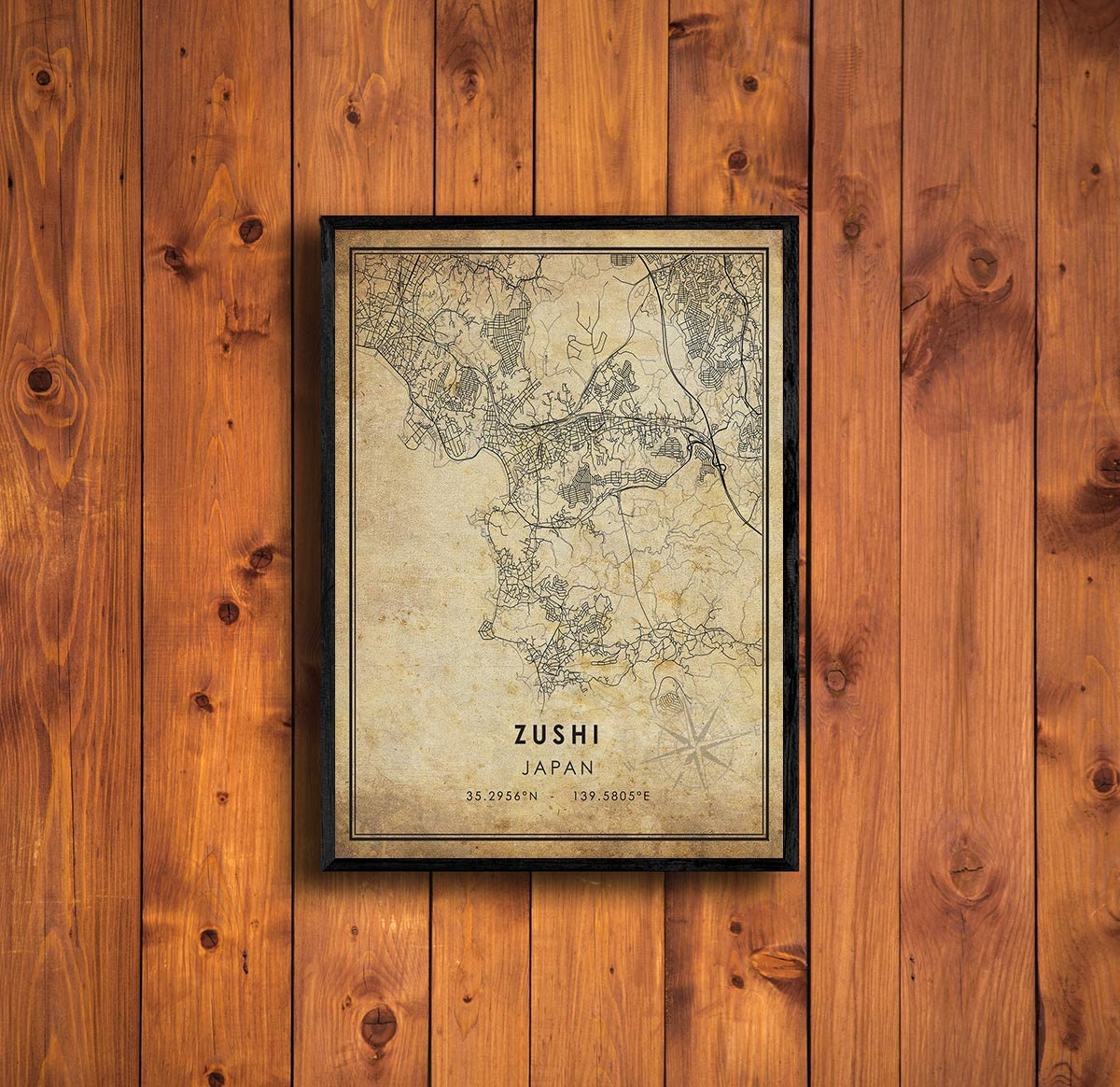 Zushi Map Print Zushi Map Japan Map Art Zushi City Road | Etsy