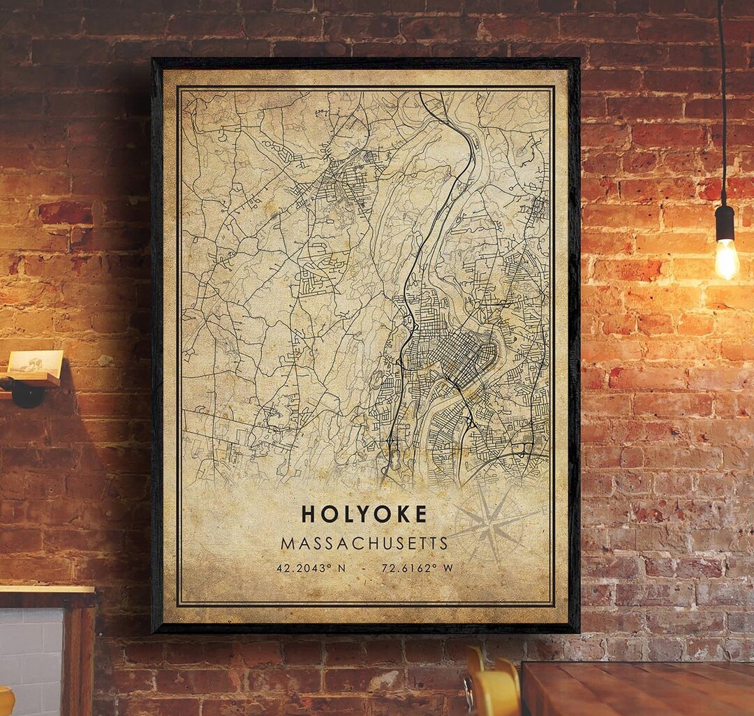 Holyoke Map Print | Holyoke Map | Massachusetts Map Art | Holyoke City ...