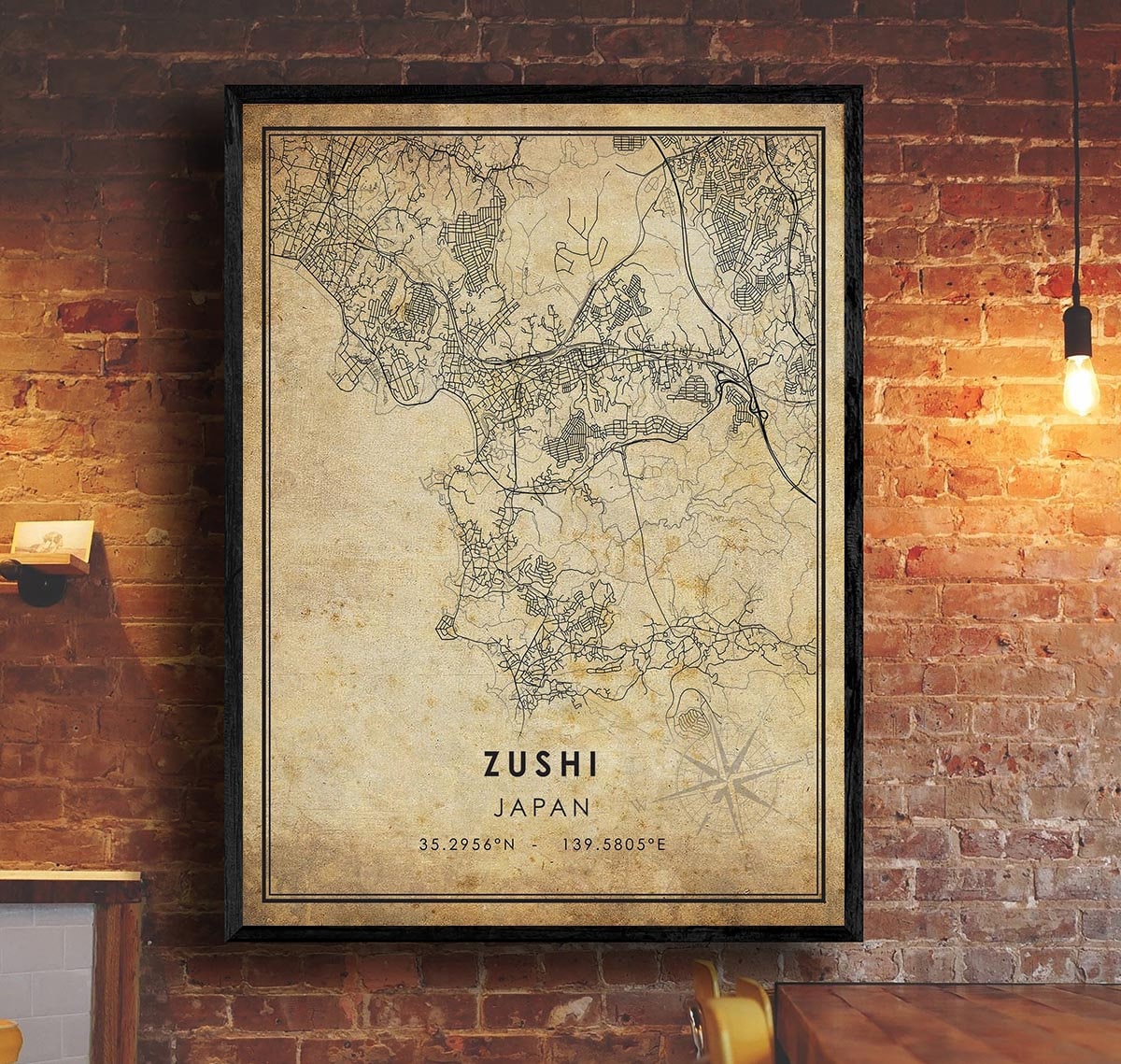 Zushi Map Print Zushi Map Japan Map Art Zushi City Road | Etsy