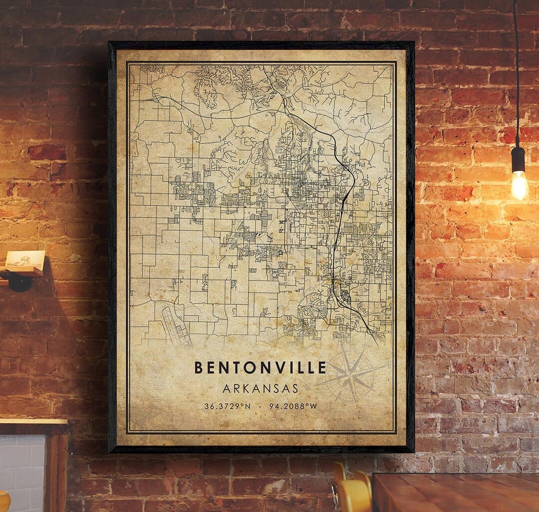 Bentonville Map Print | Bentonville Map | Arkansas Map Art ...