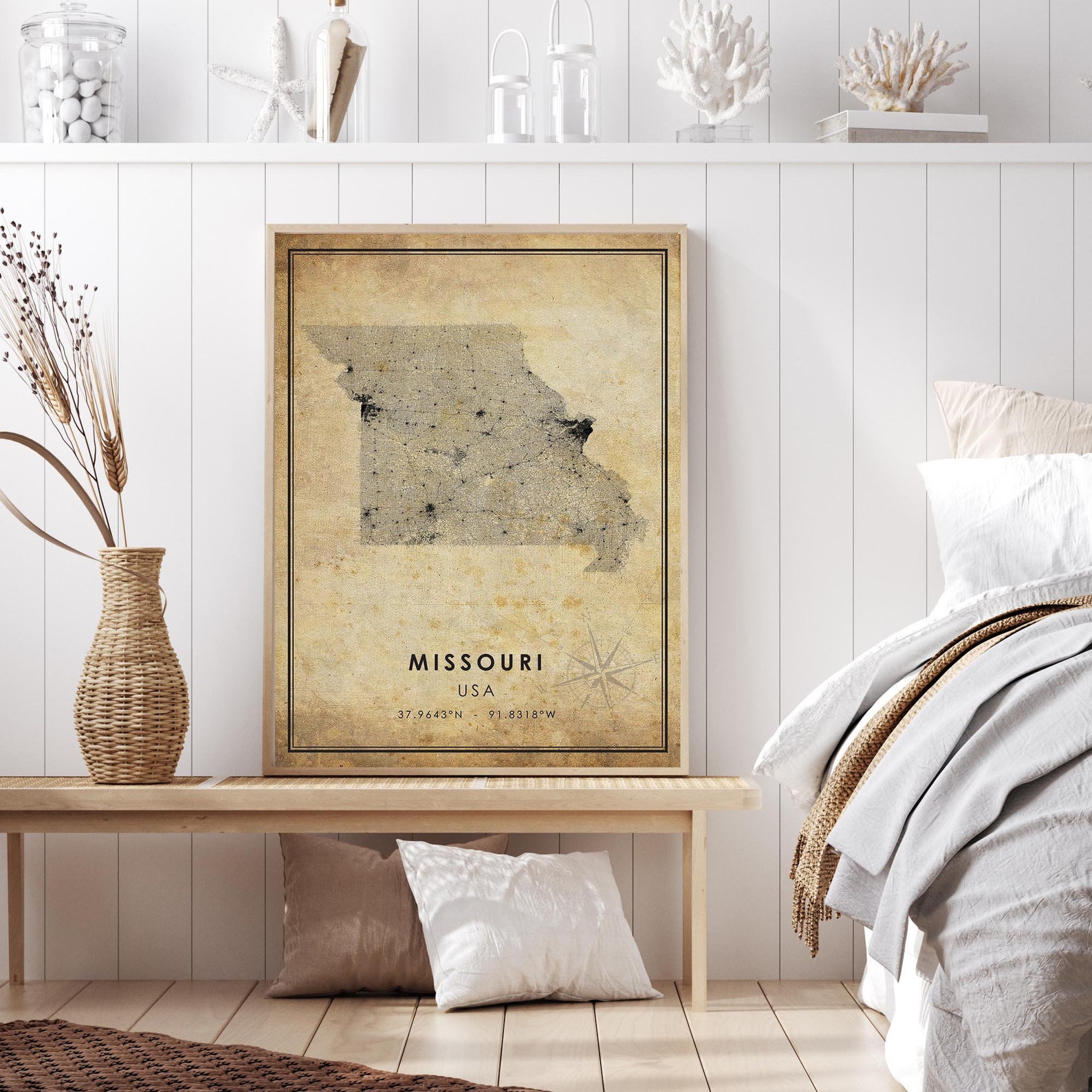 Missouri Vintage Map Print Missouri Map USA Map Art Missouri City Road ...