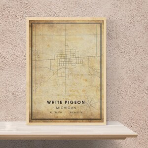 White Pigeon Map Print White Pigeon Map Michigan Map Art | Etsy