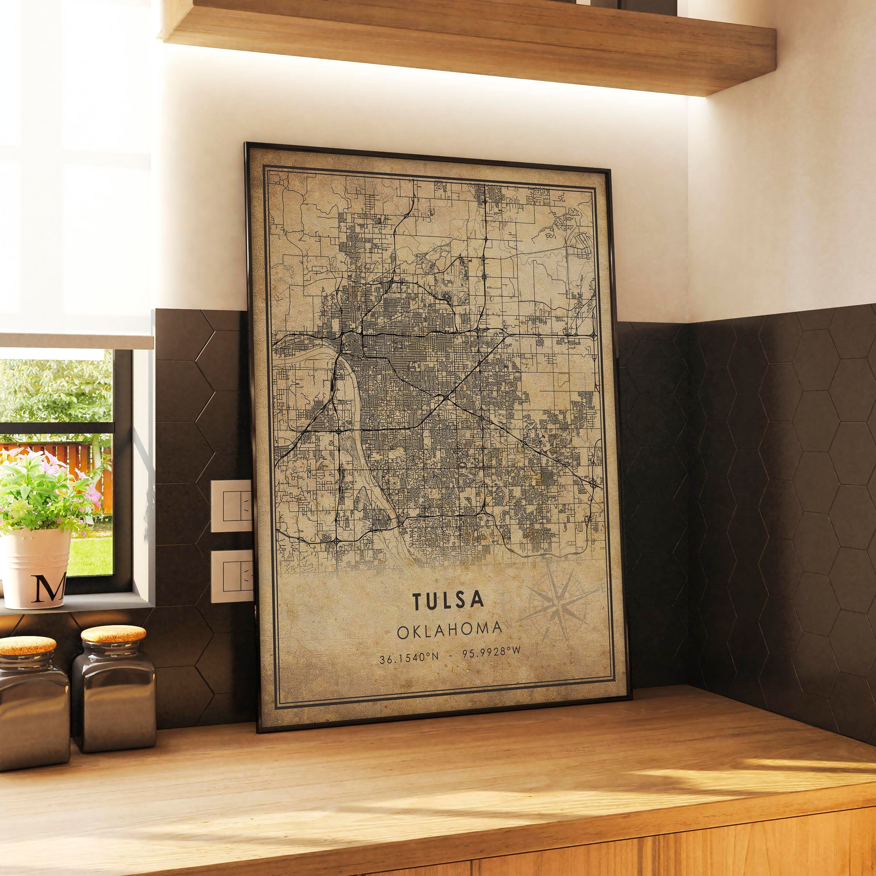 Tulsa Vintage Map Print Tulsa Map Oklahoma Map Art Tulsa - Etsy