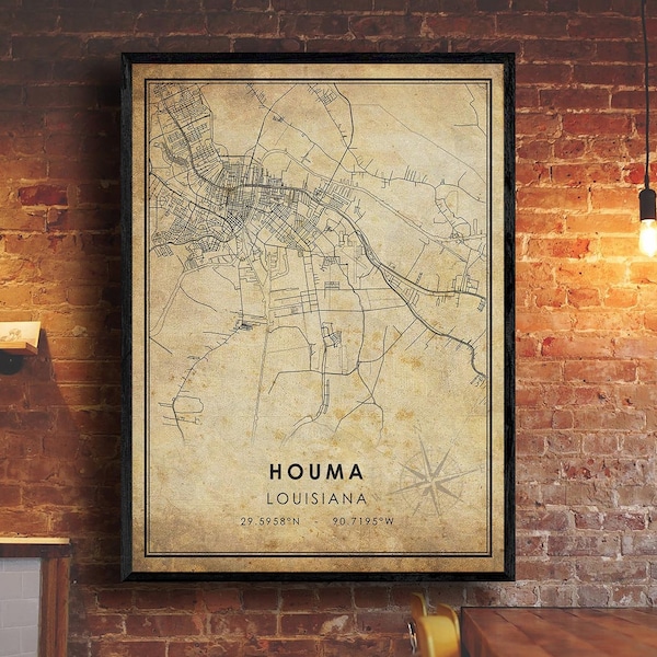 Houma Map Art - Etsy