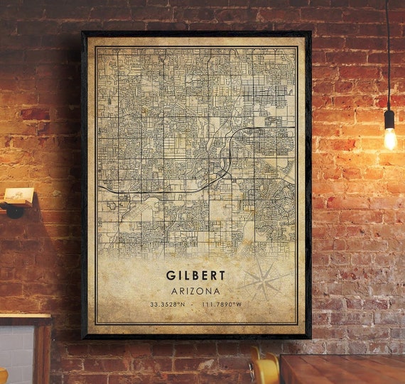 Gilbert Vintage Map Print Gilbert Map Arizona Map Art - Etsy