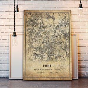 Pune Map Print | Pune Map | India Map Art | Pune City Road Map Poster ...