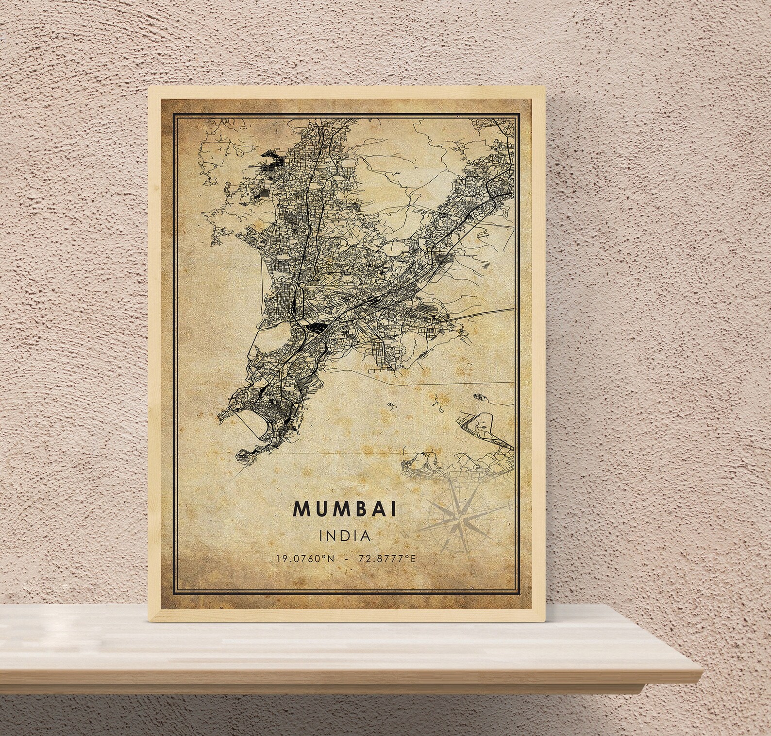 Mumbai Vintage Map Print Mumbai Map India Map Art Mumbai - Etsy