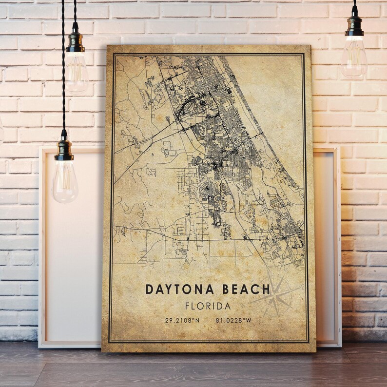 Daytona Beach Vintage Map Print Daytona Beach Map Florida - Etsy