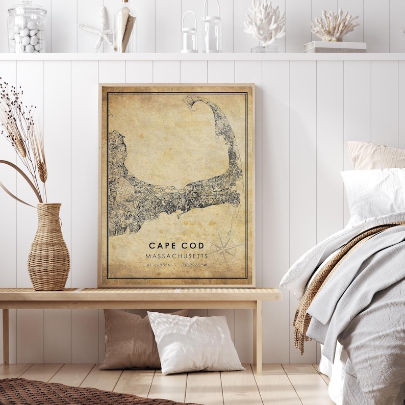Cape Cod Vintage Map Print Cape Cod Map Cape Cod - Etsy