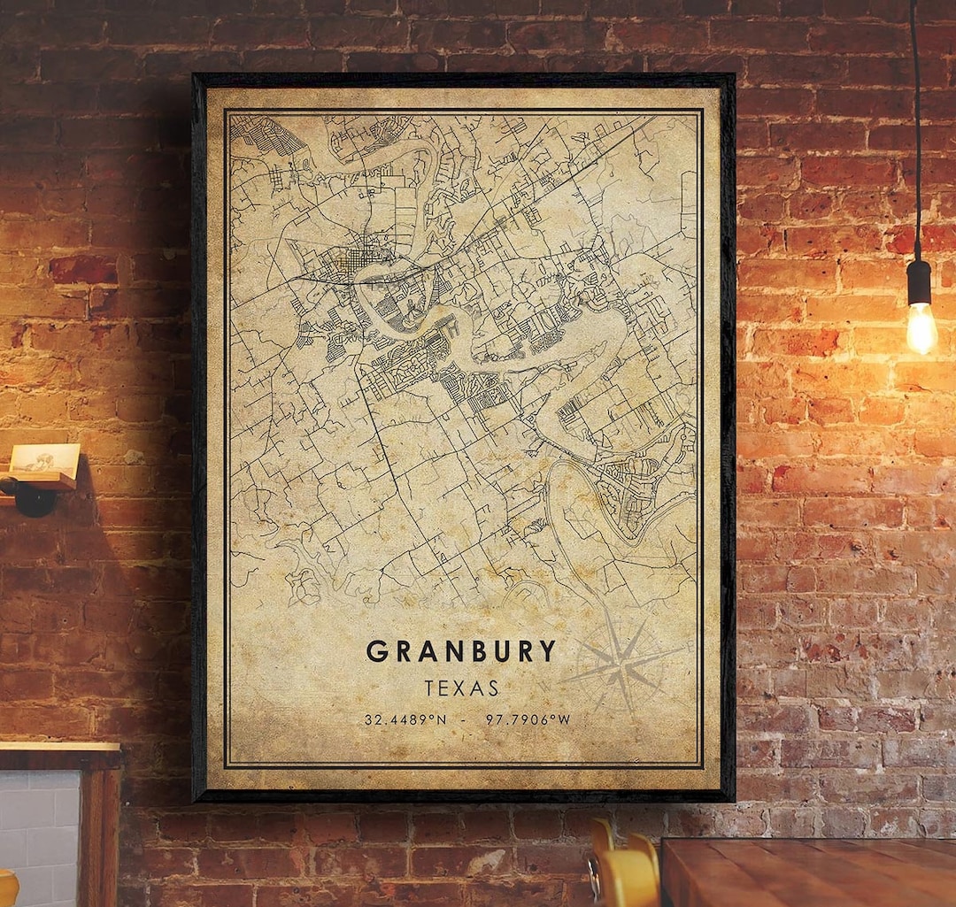 Granbury Texas Map Print | Granbury Map | Texas Map Art | Granbury ...