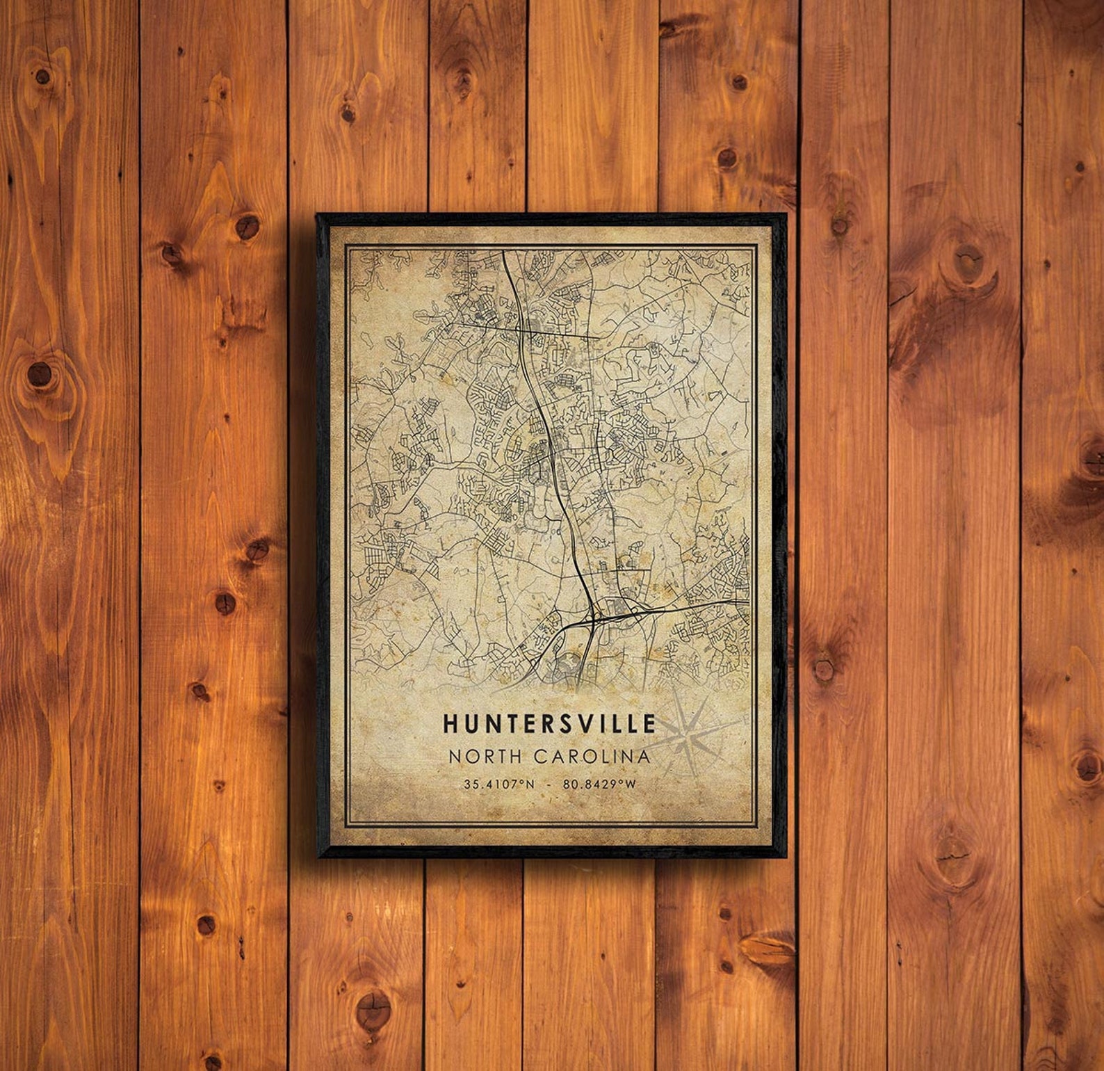 Huntersville Map Print Huntersville Map North Carolina Map | Etsy