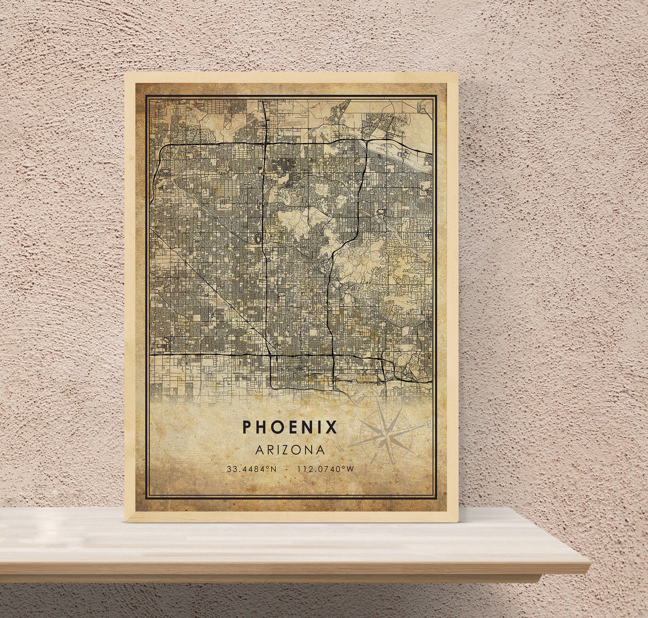 Phoenix Vintage Map Print Phoenix Map Arizona Map Art | Etsy