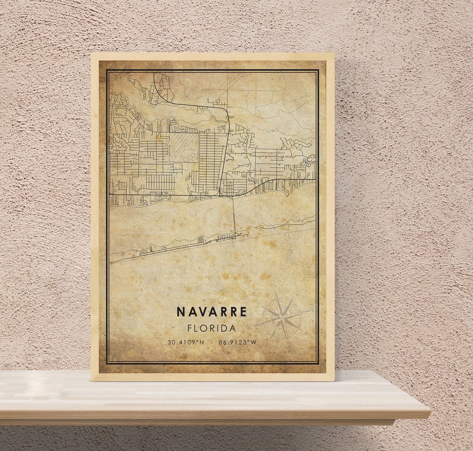 Navarre Vintage Map Print Navarre Map Florida Map Art | Etsy