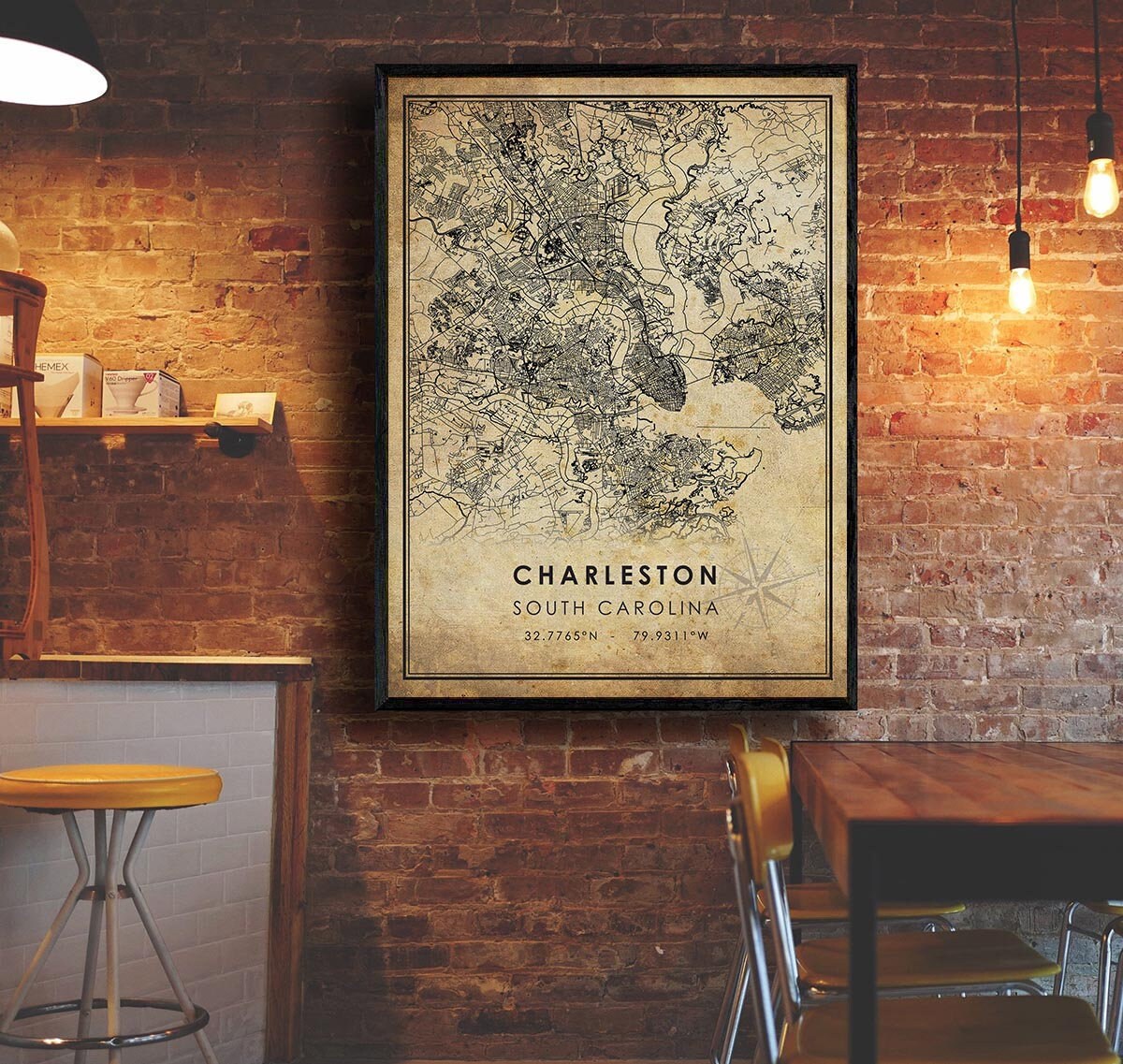 Charleston Vintage Map Print | Charleston Map | South Carolina Map Art ...