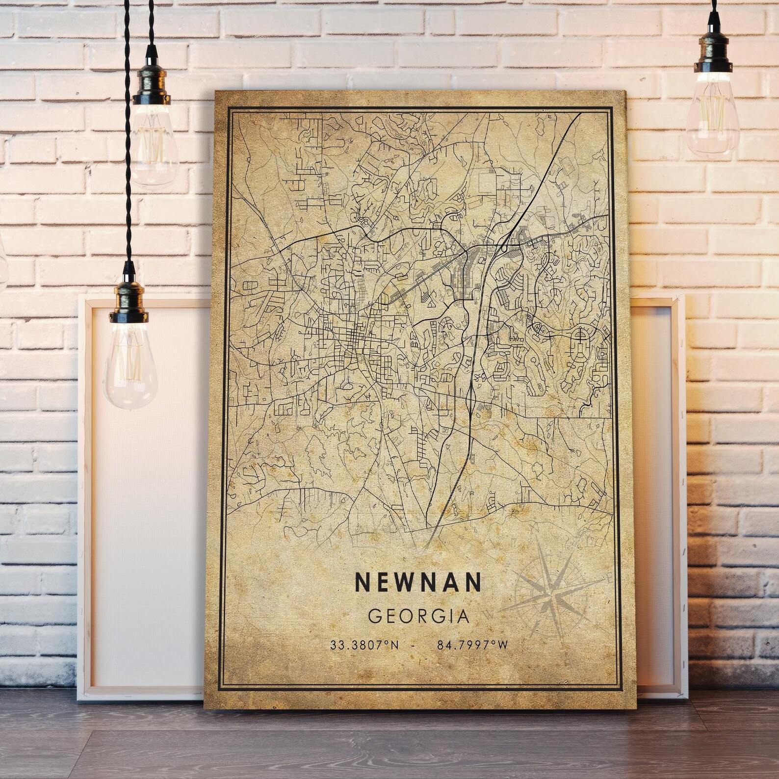 Newnan Vintage Map Print Newnan Map Georgia Map Art - Etsy
