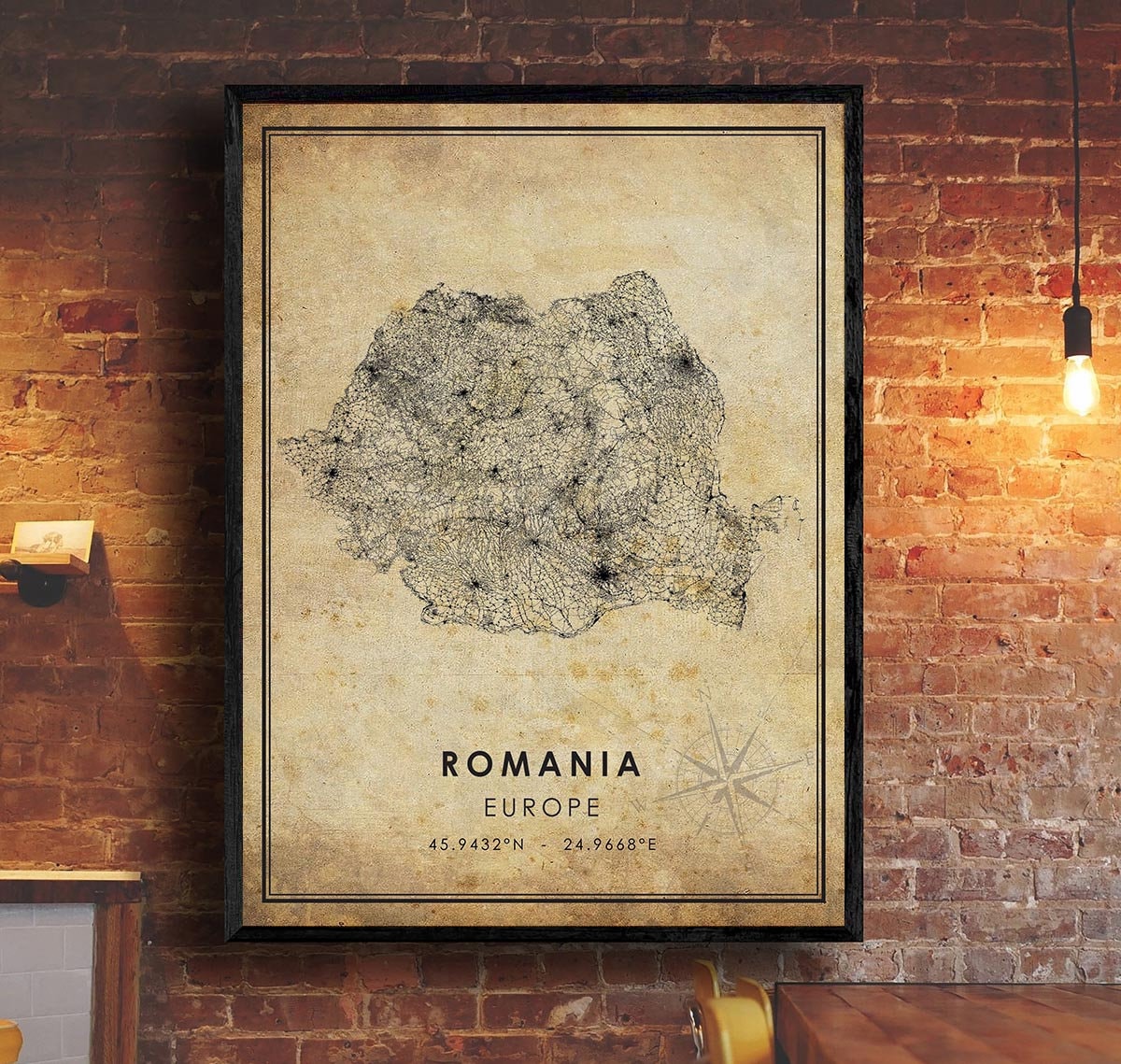 Romania Vintage Map Print Romaniamap Romania Map Art - Etsy