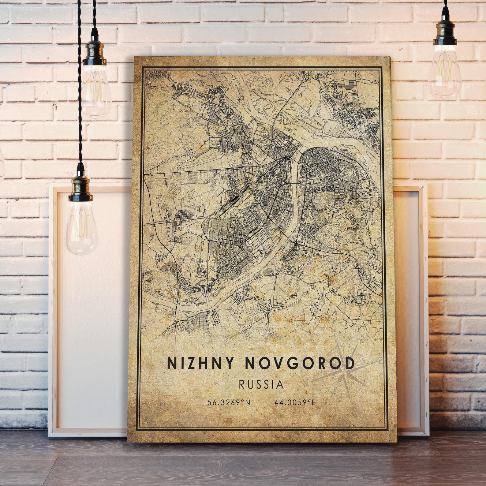 Nizhny Novgorod Vintage Map Print | Nizhny Novgorod Russia Map | Nizhny ...