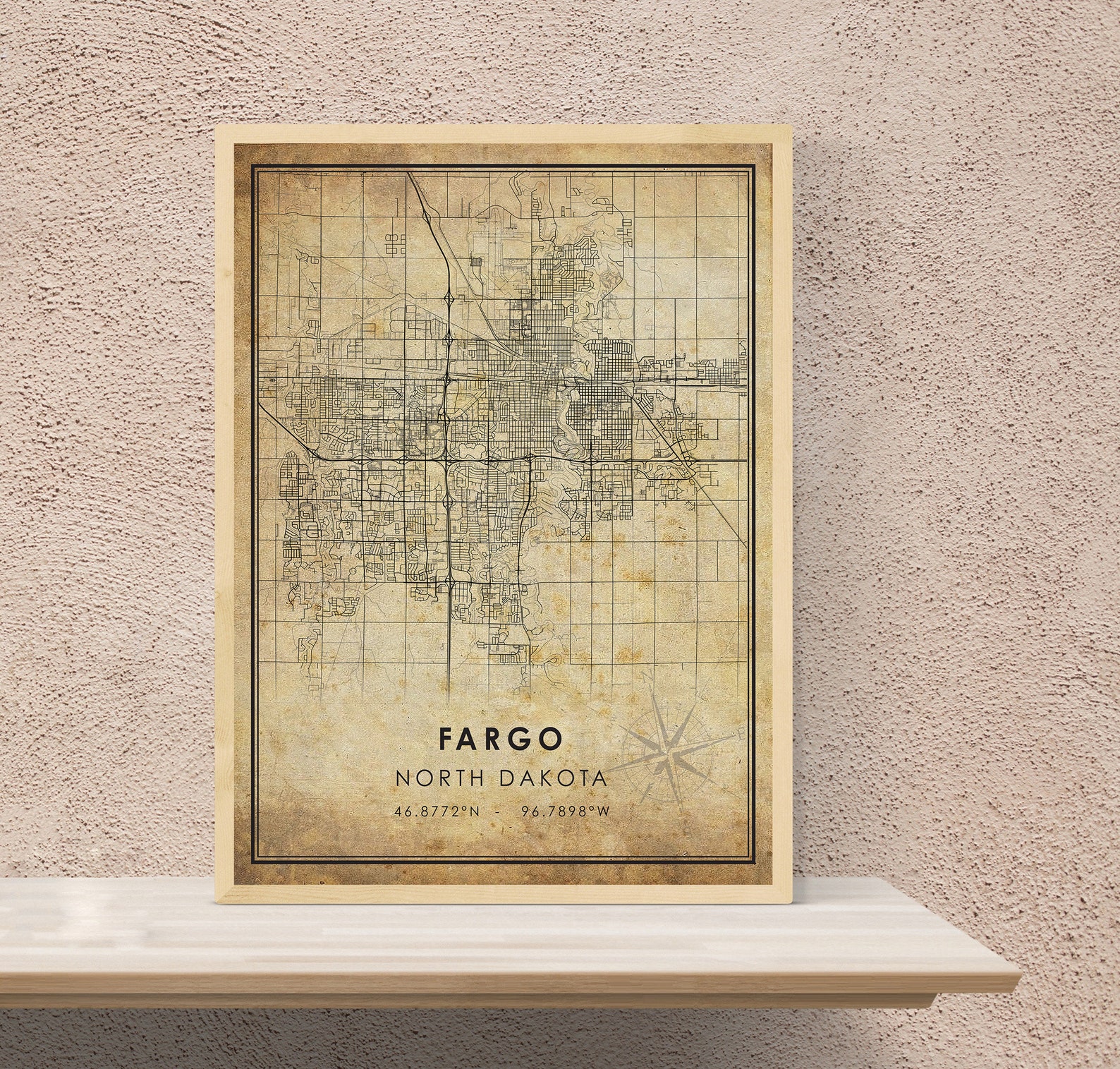 Fargo Vintage Map Print Fargo Map North Dakota Map Art | Etsy