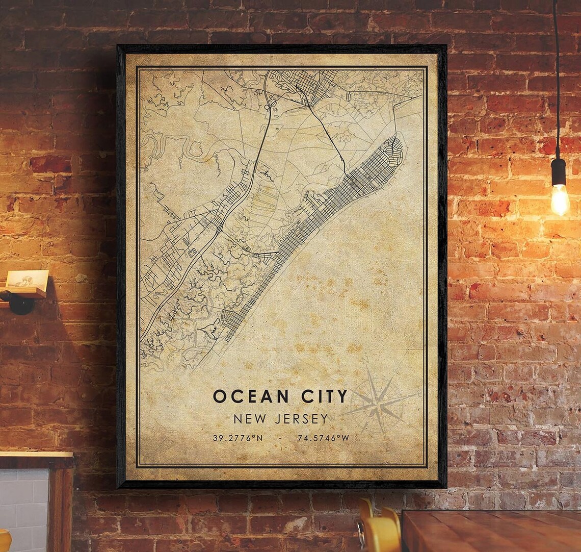 Ocean City Map Print Ocean City Map New Jersey Map Art | Etsy