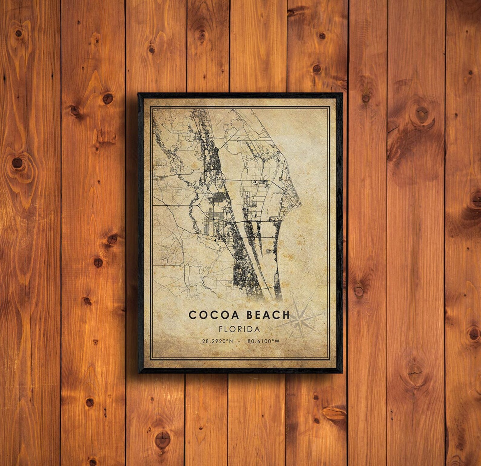 Cocoa Beach Map Print Cocoa Beach Map Florida Map Art | Etsy