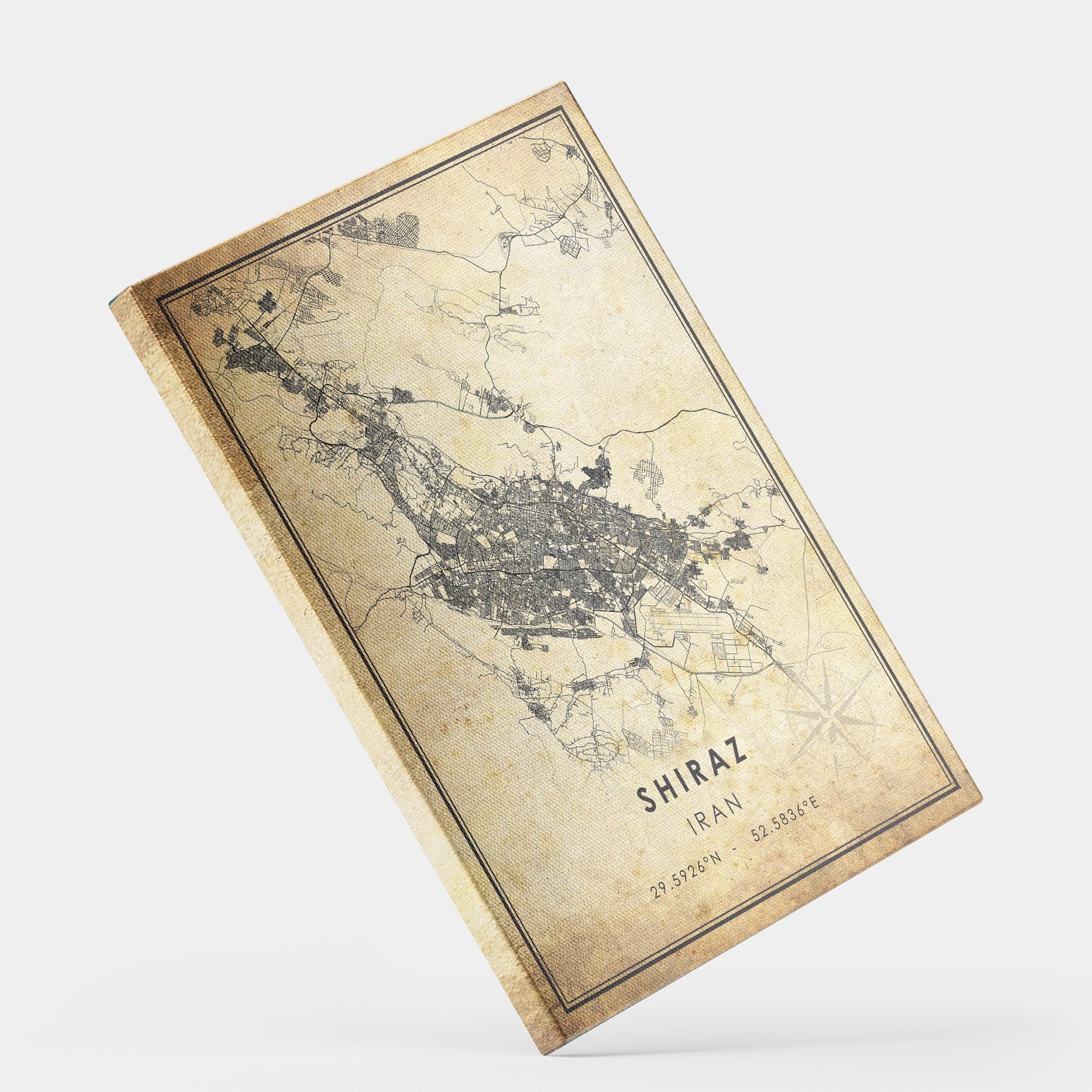 Shiraz Map Print | Shiraz Map | Iraq Map Art | Shiraz City Road Map ...