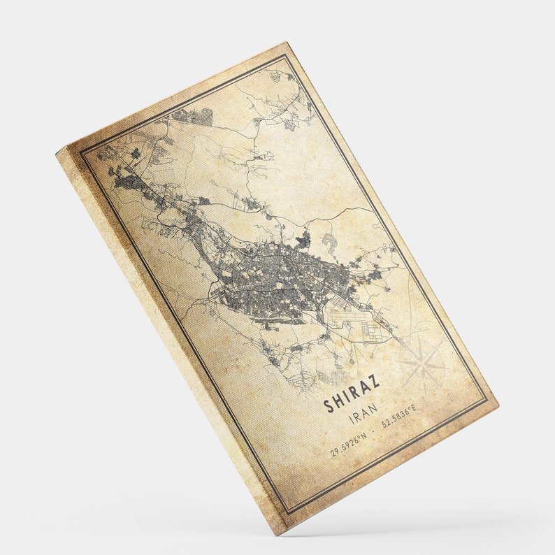 Shiraz Map Print Shiraz Map Iraq Map Art Shiraz City Etsy