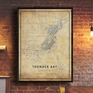 Thunder Bay Map Print | Thunder Bay Map | Ontario Map Art | Thunder Bay ...