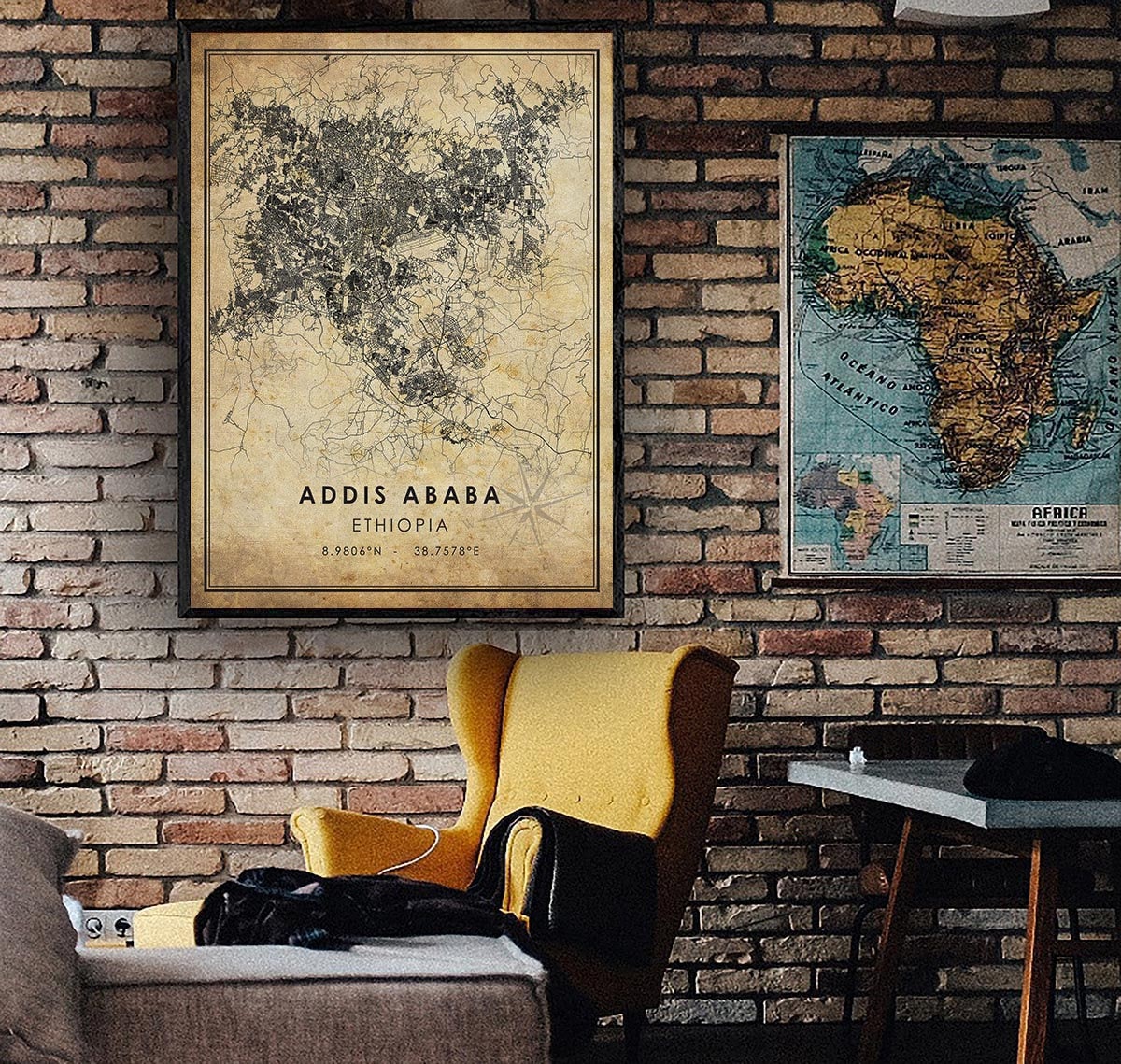Addis Ababa Vintage Map Print Addis Ababa Map Addis Ababa - Etsy