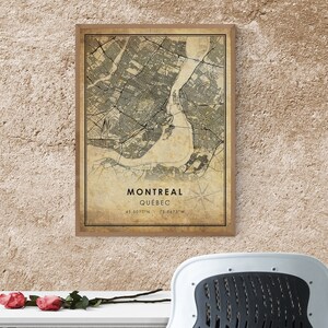 Montreal Vintage Map Print Montreal Map Quebec Map Art | Etsy