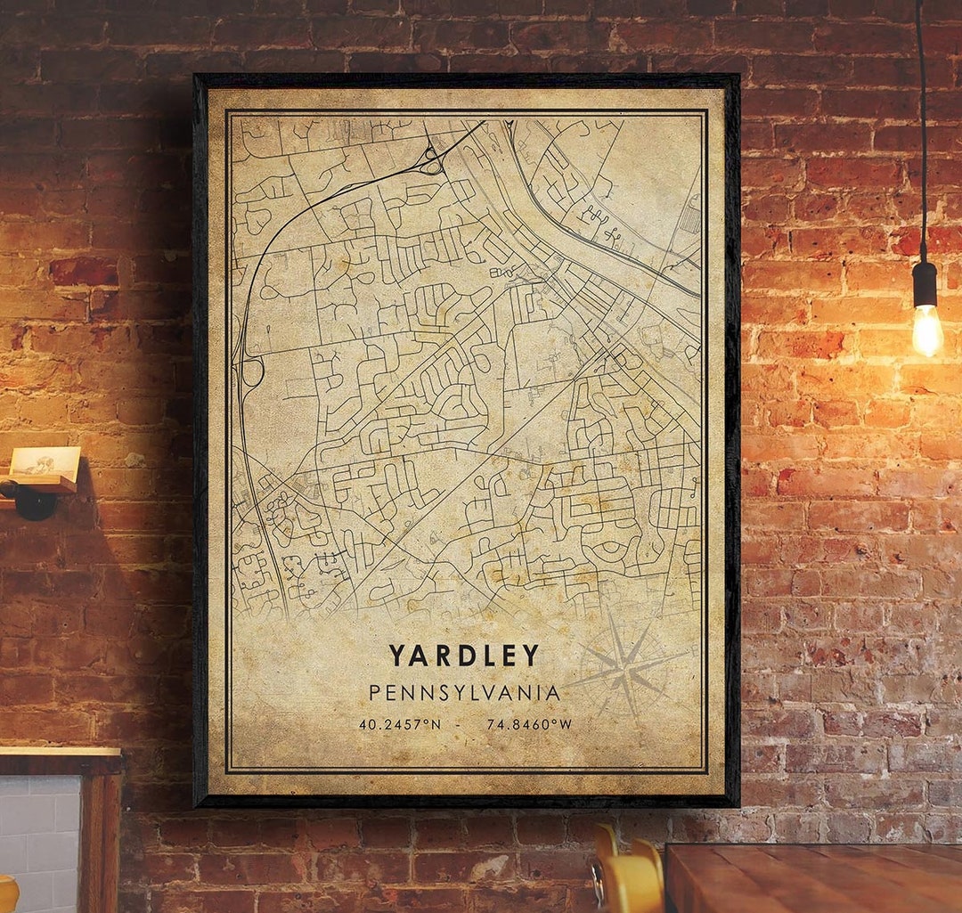 Yardley Vintage Map Print | Yardley Pennsylvania Map | Yardley City ...