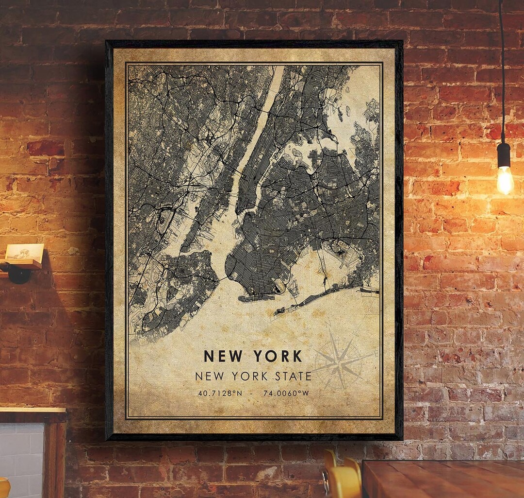 New York Upstate Map Print | New York Upstate Map | New York Map Art ...
