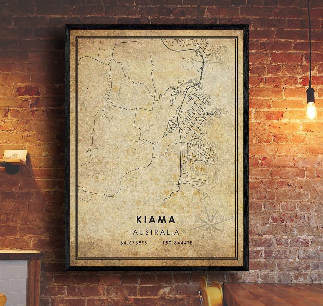 Kiama Map Print Kiama Map Australia Map Art Kiama City Road Map Poster ...